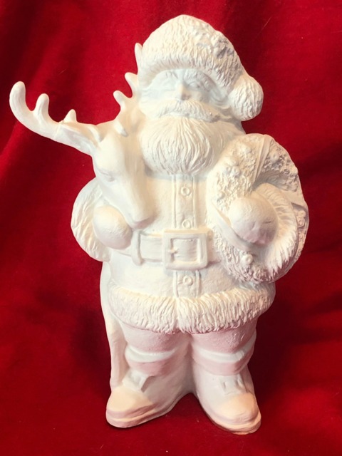 Rare Gare Molds Santa With Deer & Wreath in Ceramic Bisque Ready To ...