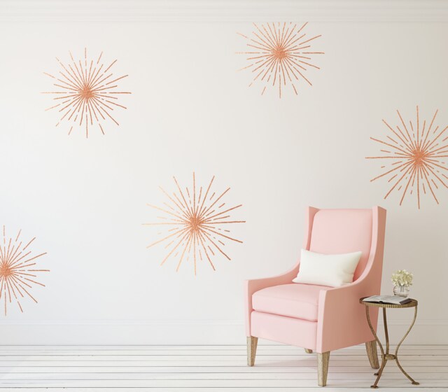 Starburst Wall Decal // Home Decor/Copper Bedroom Stickers Office Stars ...