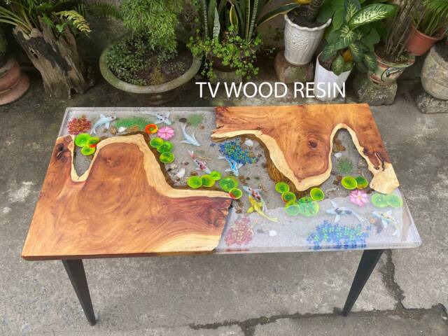 Koi Fish Table, Art, Dining Room Epoxy Resin River Office Desk, Computer Table Top by Etsy ...
