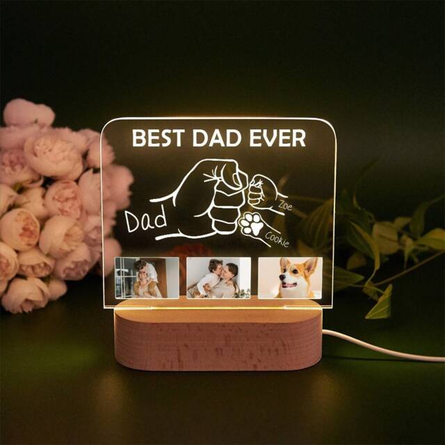Custom Fathers Day Gifts, Fist Bump Night Light With Photos, Best Dad ...