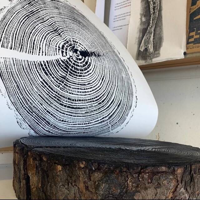 Larch Tree Ring Print Large Black & White Woodcut Art by Etsy ...