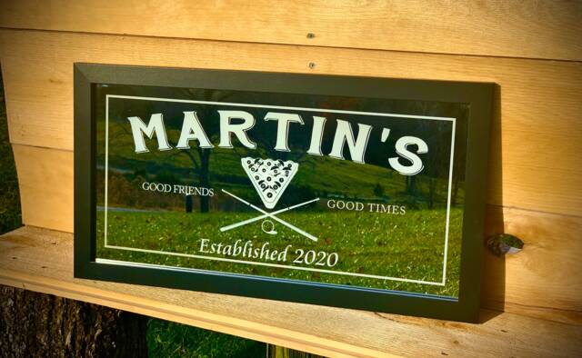 Personalized Black Pool Rack Mirror-Large Bar Mirror-Pool Hall Sign ...