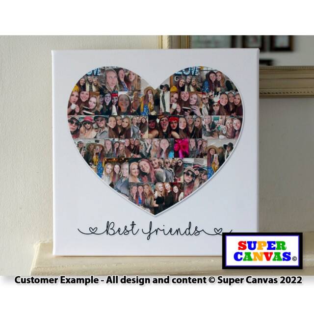 Friends Heart Shape Picture Photo Frame Collage Wall Art Framed Canvas ...