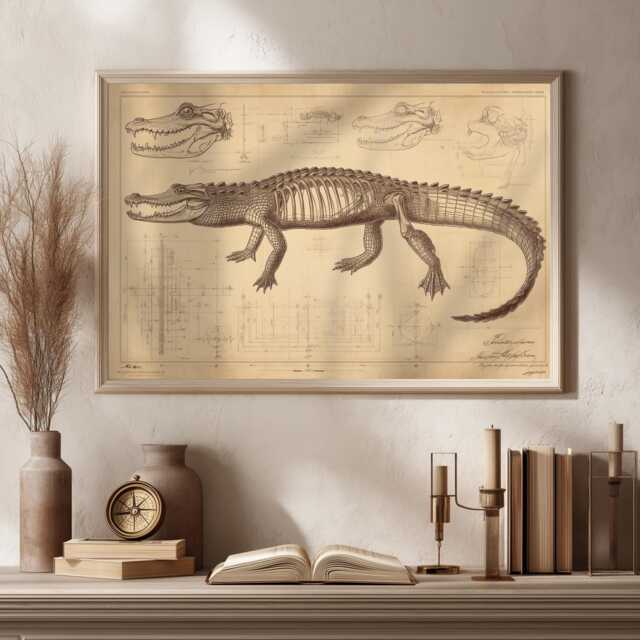 Vintage Crocodile Skeleton Print Nile Anatomy Illustration by Etsy ...