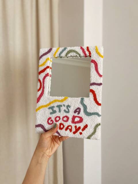 Handmade Punch Needle Mirror Multicolored Tufted Wall Decor by Etsy ...
