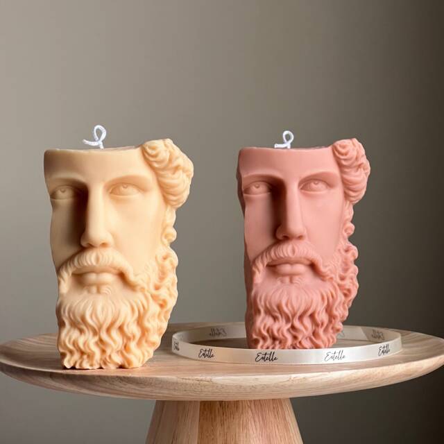 Greek Statue Half Head Candle- Zeus Bust Sculptural Pillar Soy Man ...