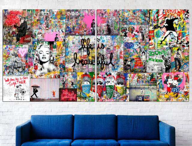Collage Wall Art Street Canvas Original Collage Multi Panel Prints ...