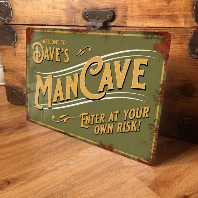 Personalised Vintage Man Cave Metal Sign Office Wall Door Decor ...