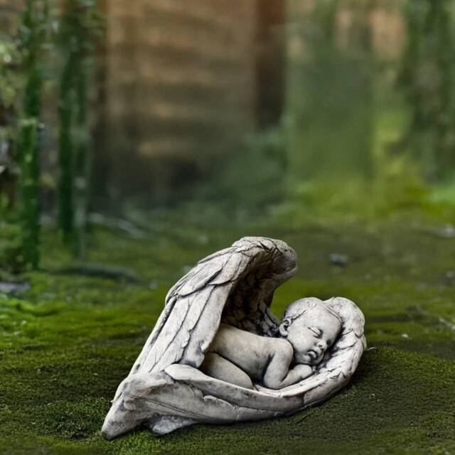 stone Baby Angel Decoration Concrete Figurine Outdoor Guardian Cement ...