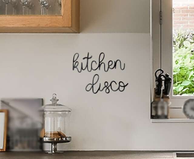 Kitchen Disco Sign Wire Wall Art Decor, Kitchen Metal Words Funny Home ...