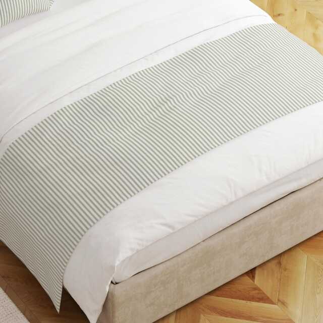 Bed Runner in Berlin Spa Green Ticking Stripe On Cream by Etsy ...