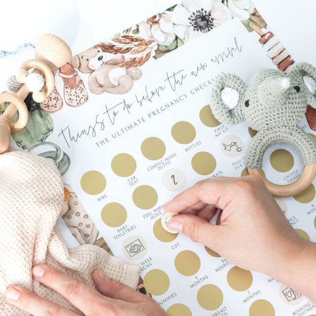 Baby Shower Gift - Pregnancy Mum To Be Planner Checklist Scratch Poster ...