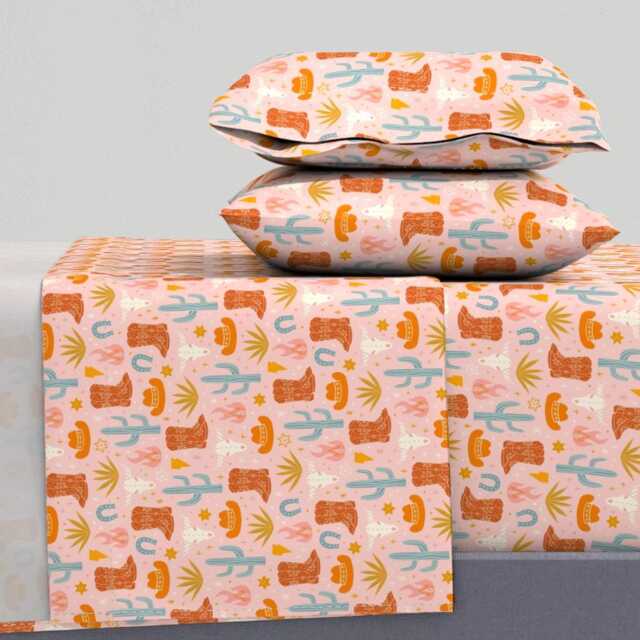 Pink Southwestern Sheets - I Want To Be A Cowgirl By Kondratya Boots ...