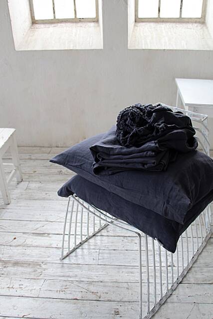 Linen Sheet Set, Midnight Blue Linen Set Of 4 Pcs, 2 Pillowcases ...