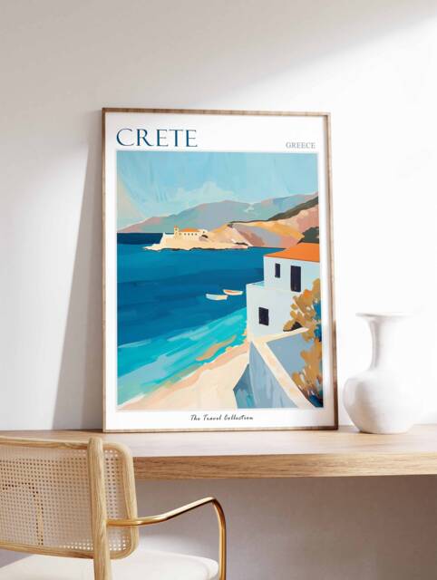 Crete Travel Poster Greek Island Coastal Wall Art by Etsy | ufurnish.com