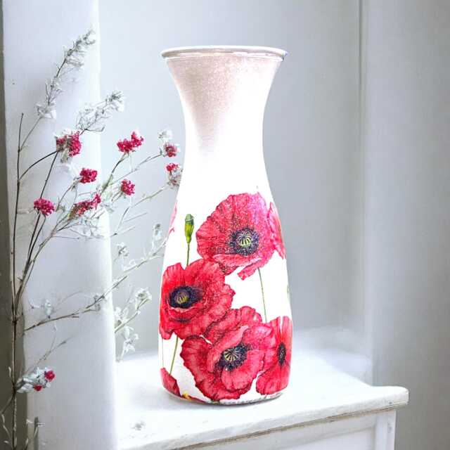 Glass Vase, Poppy Vase For Flowers, Pretty Vases, Red Poppies, Gifts ...