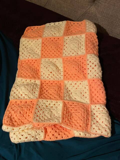 Dreamsicle Checkered Crochet Granny Square Blanket by Etsy | ufurnish.com