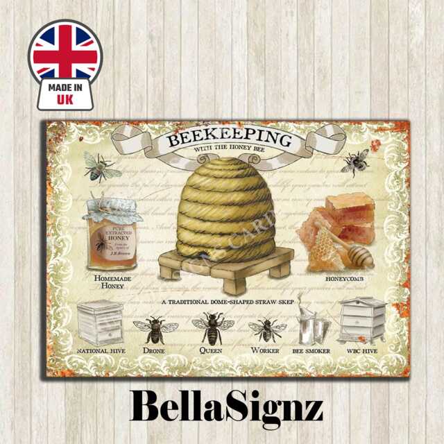 Beekeeping Metal Sign Wall Plaque Home Decor Novelty Gift Garden Bar ...