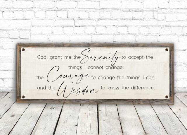Serenity Prayer Vintage Metal Print On Reclaimed Wood Frame-Recovery ...