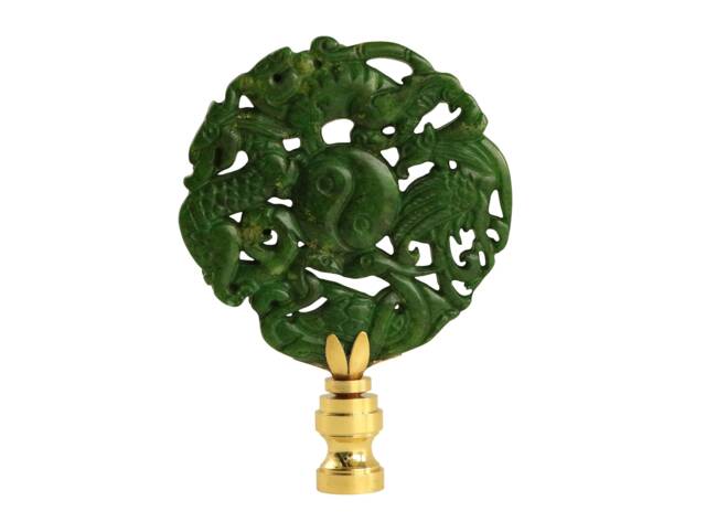 Chinese Yin & Yang Carved Stone Lamp Finial On Brass Hardware by Etsy ...