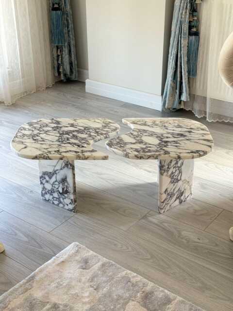 Custom Size Calacatta Viola Live Edge Table, Marble Coffee Side Plinth ...