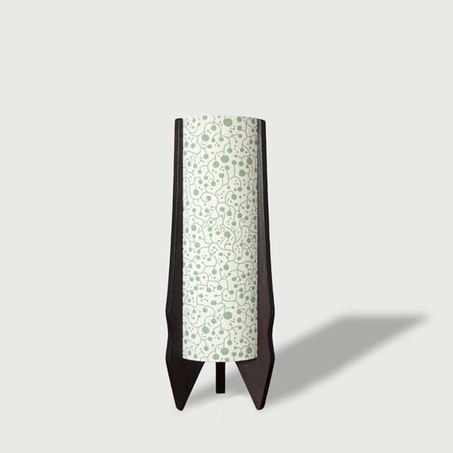 Abstract Green Organic Shapes Lampshade With Retro Table Lamp Base ...