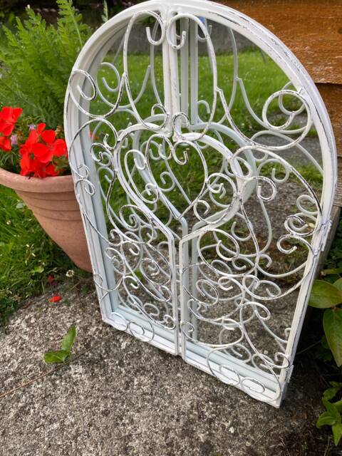 Garden Mirror Shutter Doors Metal White Distressed Wall Mount Free ...