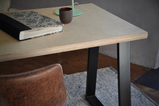 Desk, Sustainable Birch Plywood On British Steel Base, Customisable ...