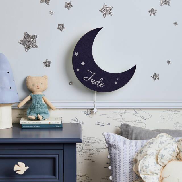 Personalised Navy Glitter Music Box Moon Hanging by Etsy | ufurnish.com