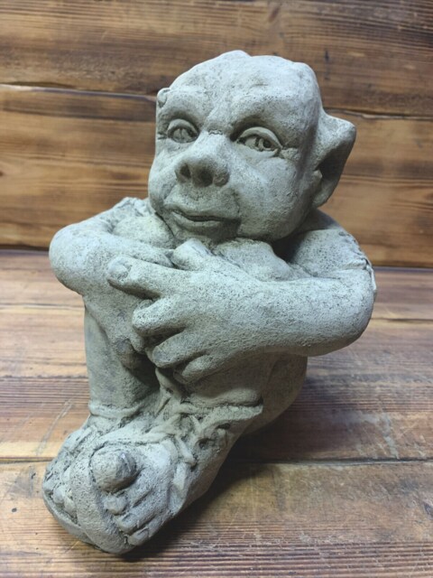 Stone Garden Sitting Pixie/Elf Troll Goblin With Ponytail Statue ...