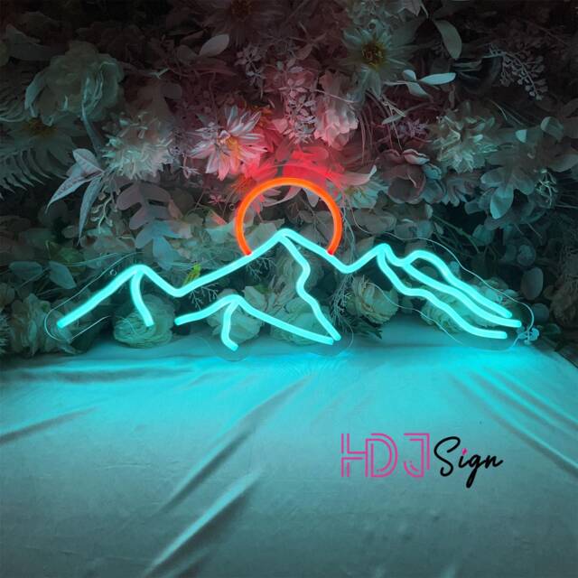 Mountains Led Neon Sign, Sunrise Sign Home Decor, Sunset Wall Art Lamp ...