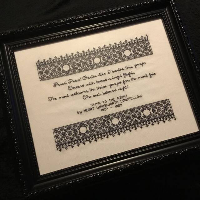 Moon Goddess Poetry Embroidered Wall Art - Longfellow Vintage Poem ...