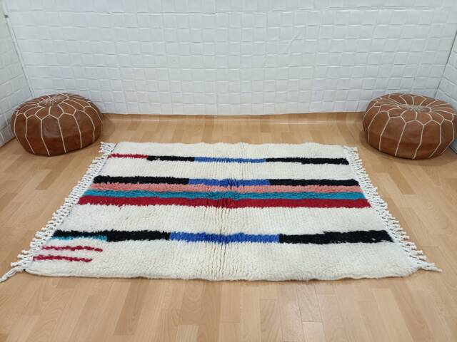Tapis Marocain Personnalis??, Tapis Rouge Beni Ourain, Berb??re, En Laine V??ritable, Ourain ...