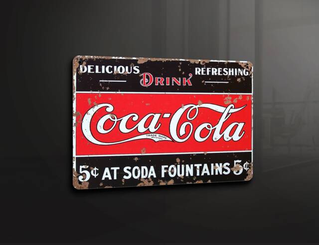 Drink Coca Cola Soda Advertisement Vintage - Metal Sign Plaque Wall Art ...