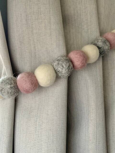 Pink & Grey Felt Ball Tie Back/Pastel Pom Curtain Backs by Etsy ...