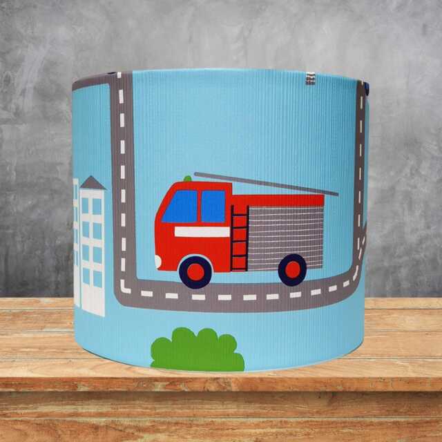 Blue Transport Lampshade Ceiling Light Shade Boys Girls Kids Car Fire ...