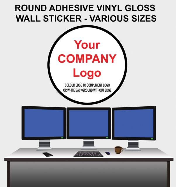 Small & Extra Large Company Logo Round Wall Sticker Decal Adhesive ...