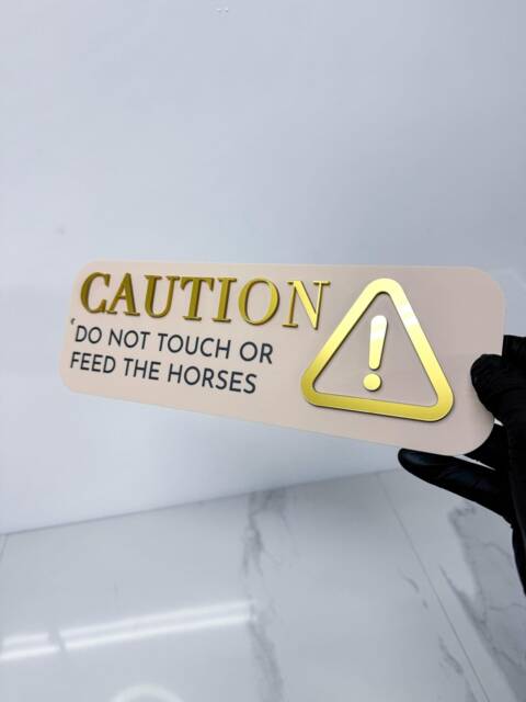 Custom Horse Stall Sign Acrylic Caution Sign With Gold Lettering by ...
