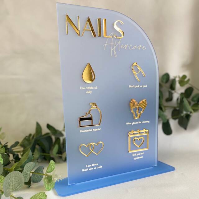 Nails Aftercare Salon Sign, Acrylic 3D Perspex Decor, Nail Bar Business ...