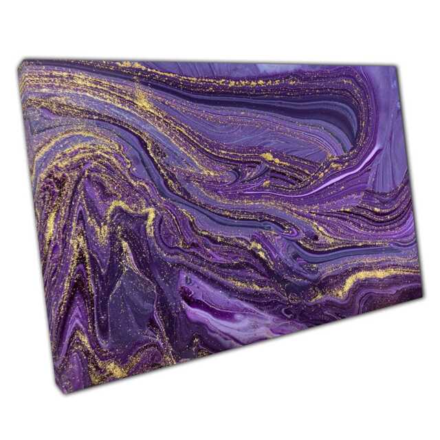 Violet Purple Swirling Canvas Art Print With Gold Accents For Modern ...