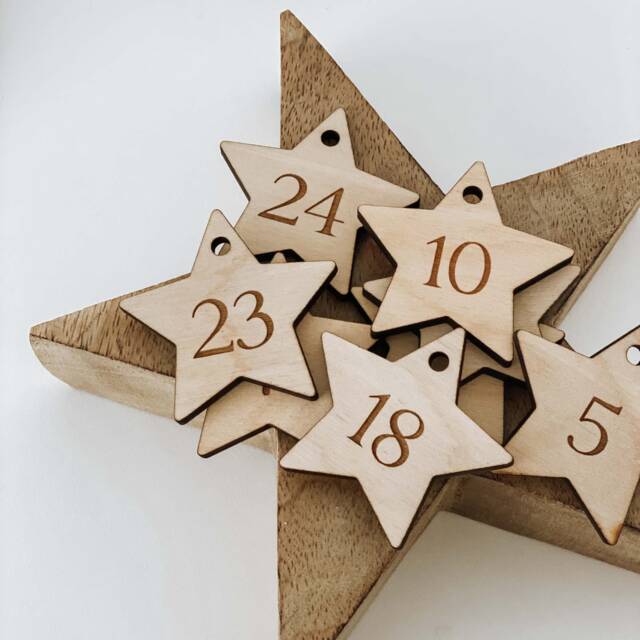 Reusable Advent Calendar Tags, Set Of 25 Numbers, Diy Labels, Star ...