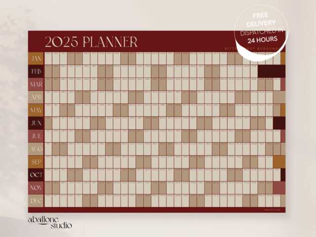 2025 Wall Planner A2 Calendar Large Yearly Monthly Daily Family Gift ...