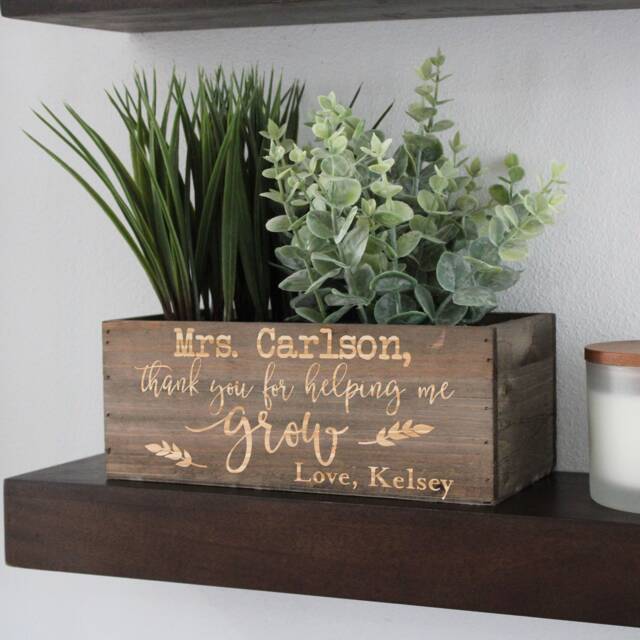Teacher Gifts, Personalized Planter Box, Custom Wood Indoor Planter ...