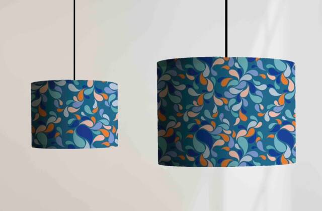 New Luxury Premium Quality Drum Abstract Leaf Floral Design Lamp Shade ...