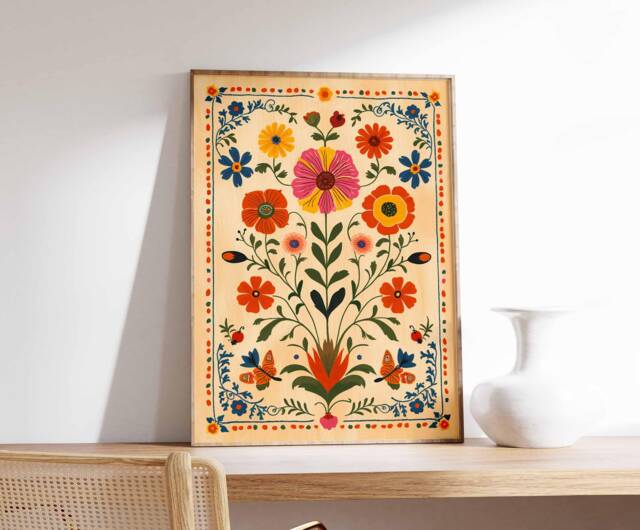 Vintage Mexican Poster, Floral Print, Prints, Decor, Traditional Latin ...