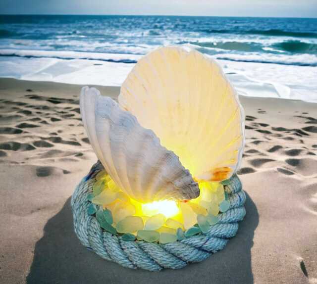 Handcrafted Scallop Shell Led Lamp Beach-Combed Coastal Decor by Etsy ...
