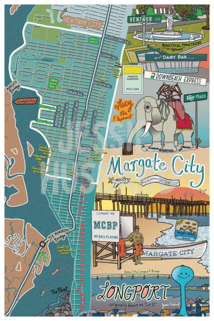 Map Of Margate City - Longport, New Jersey, Beach Town, Nj Beaches ...