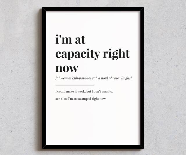 I'm At Capacity Right Now - Wall Decor Funny Home Print Office Art ...