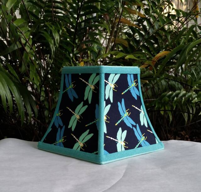 Blue Clip On Lampshade, Dragonfly Square Bell Lamp Shade by Etsy ...