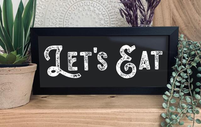 Let's Eat Print & Frame/ Sign Shelf Decor Kitchen Pictures Wall Art ...